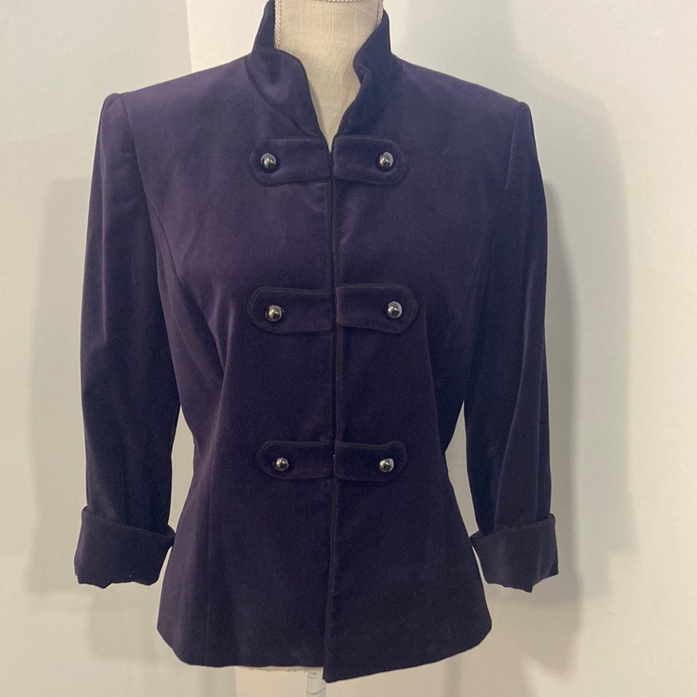 Alex Marie Purple Velvet Military Style Jacket 8 - Gem